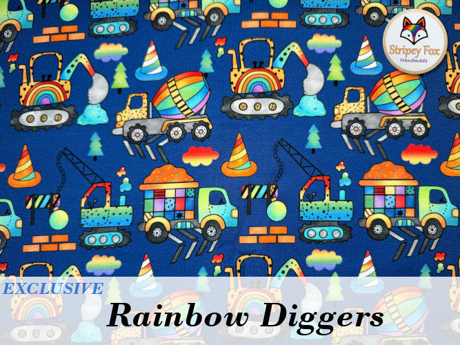 Rainbow Diggers Exclusive Cotton Jersey – Stripey Fox Handmade